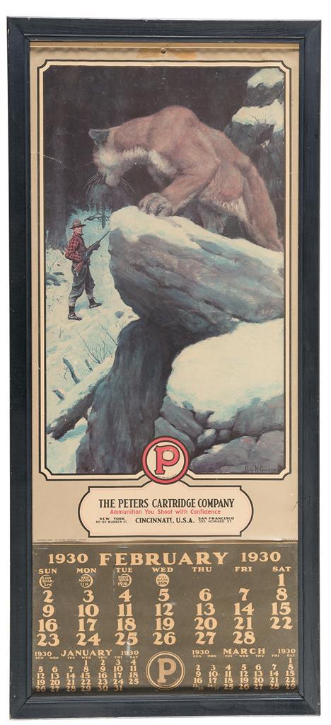 1930 Peters Cartridge Wall Calendar | Rock Island Auction