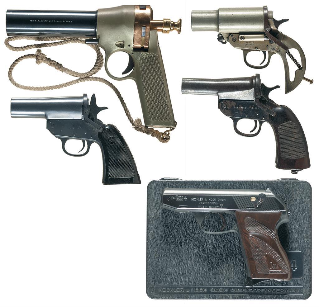 Four Flare Pistols and One Semi-Automatic Pistol | Rock Island Auction