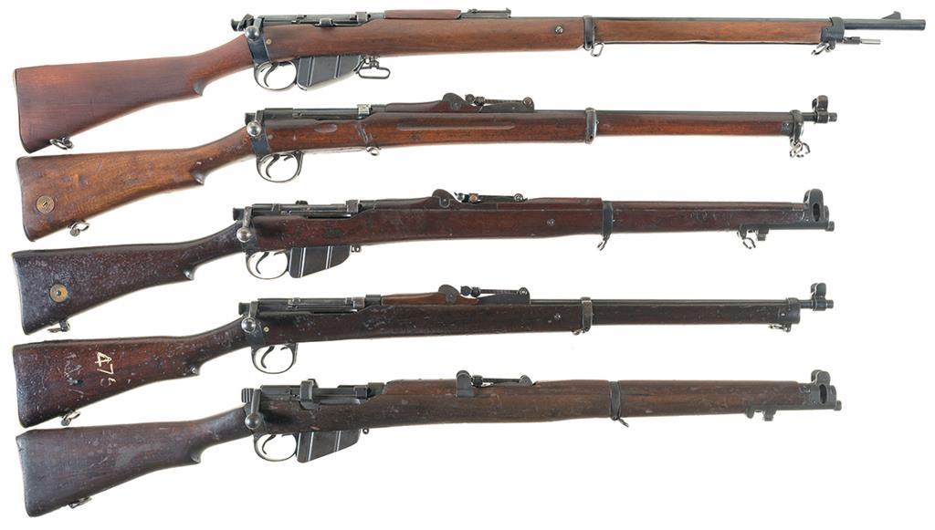 Five Enfield Bolt Action Rifles A BSA Long Lee Enfield Rifle Rock Five Enfield Bolt Action Rifles A BSA Long Lee Enfield Rifle Rock