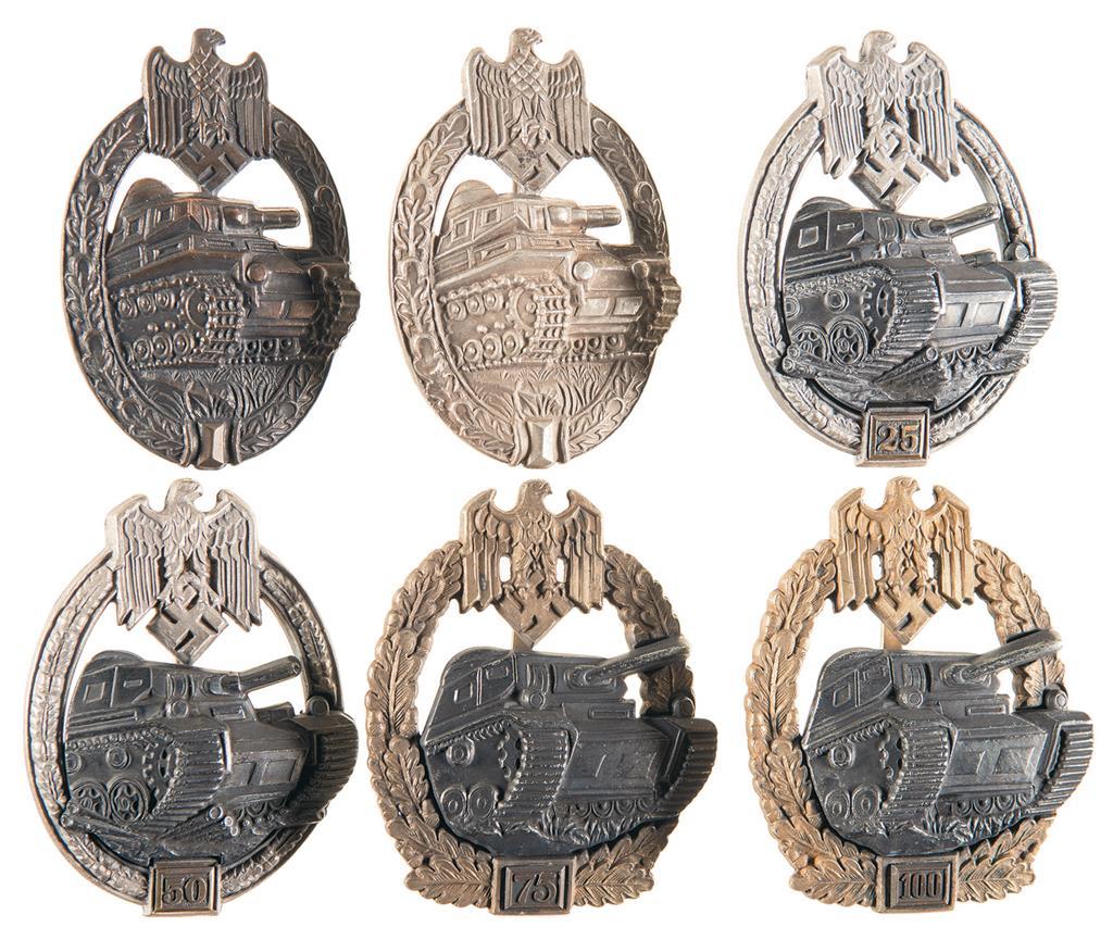 Six Heer Tank Assault Badges | Rock Island Auction