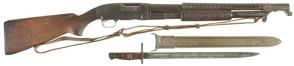 World War II Winchester Model 12 trench Shotgun with Leather Sli