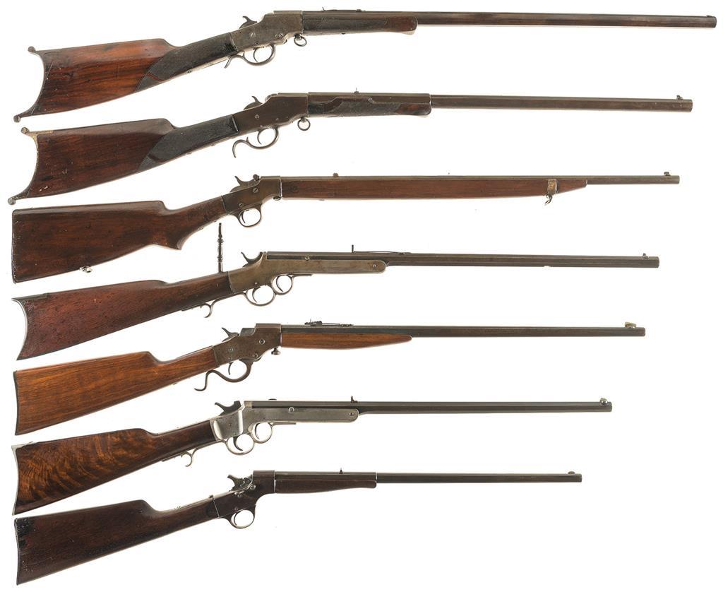 Seven Single Shot Rifles -A) Hopkins & Allen Falling Block Rifle | Rock ...