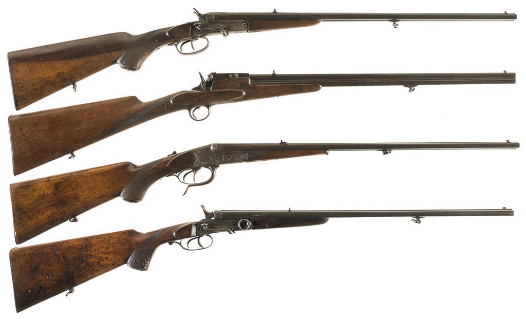Four Double Barrel Combination Guns -A) Unmarked Engraved German | Rock ...