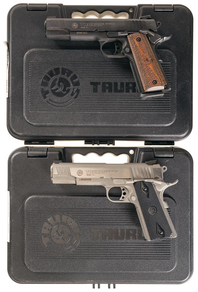 Two Taurus Semi-Automatic Pistols with Cases -A) Taurus Model PT | Rock ...