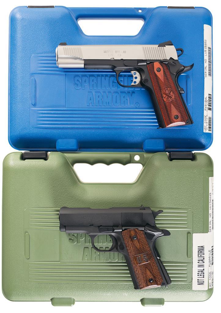 Two Springfield Armory Semi-Automatic Pistols w/ Cases | Rock Island ...