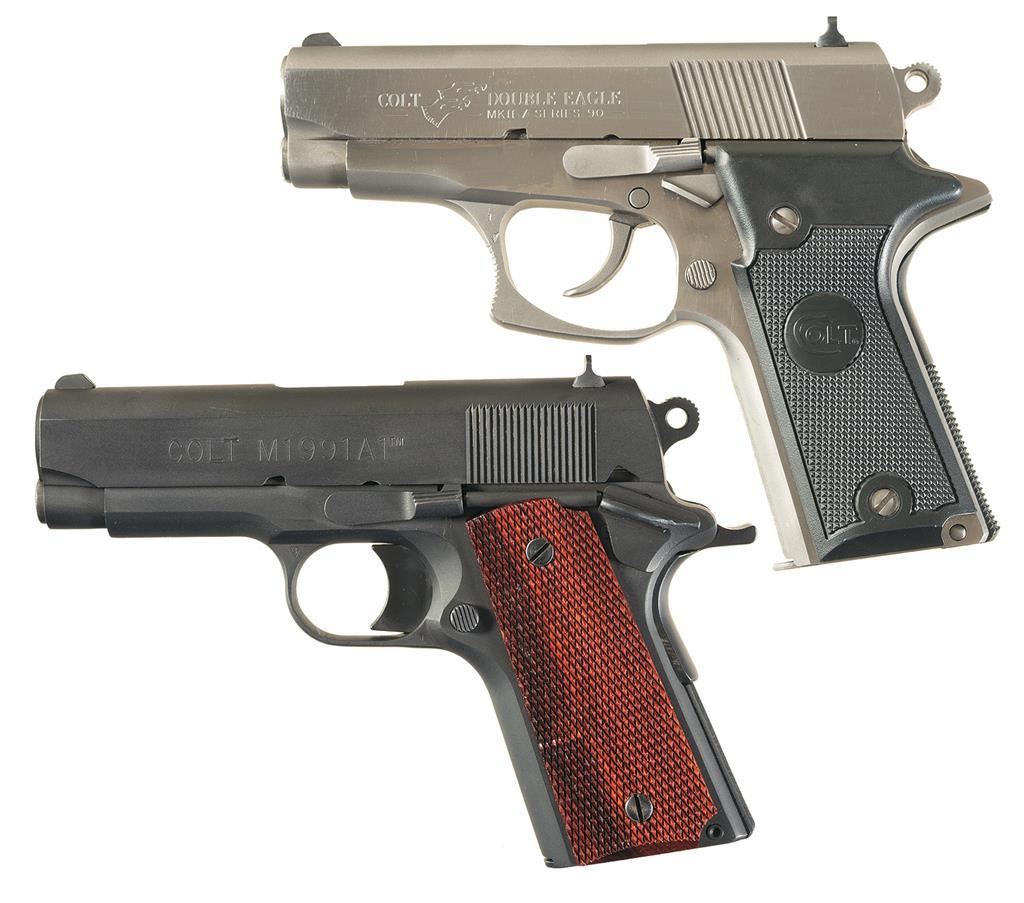 Two Colt Semi-Automatic Pistols -A) Colt Double Eagle Officers A | Rock ...