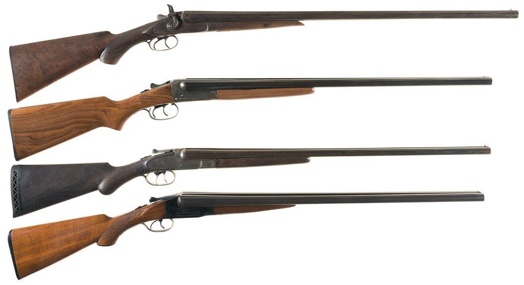 Four Double Barrel Shotguns -A) T. Barker Hammer Shotgun | Rock Island ...