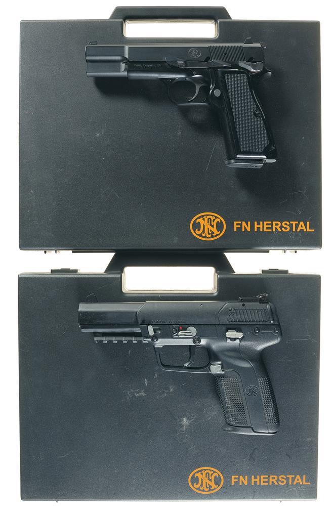 Two FNH Semi-Automatic Pistols with Cases -A) FNH Model HP SA SF | Rock ...