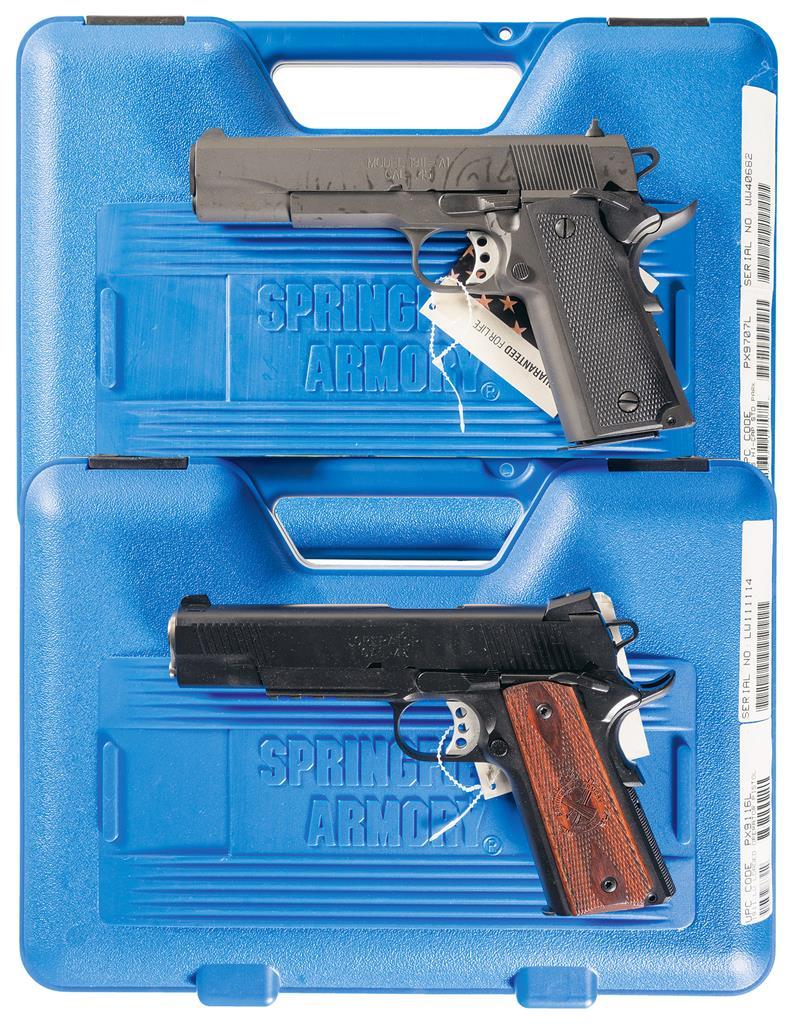 Two Springfield Armory Semi-Automatic Pistols w/ Cases | Rock Island ...