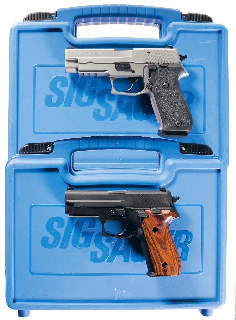 Two Sig Sauer Semi-Automatic Pistols with Cases -A) Sig Sauer Mo Two Sig Sauer Semi-Automatic Pistols with Cases -A) Sig Sauer Mo