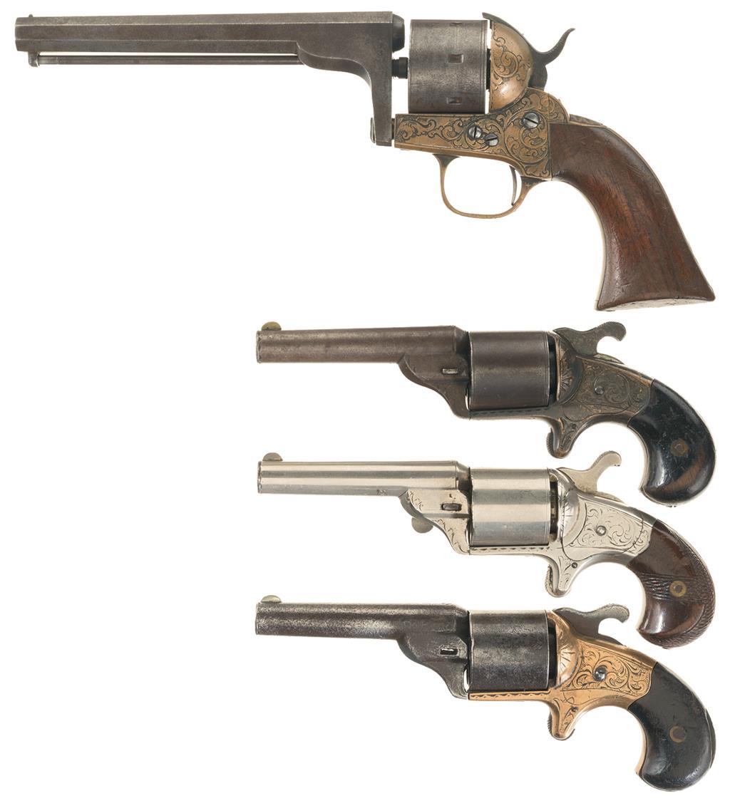 Four Engraved Antique Single Action Revolvers | Rock Island Auction