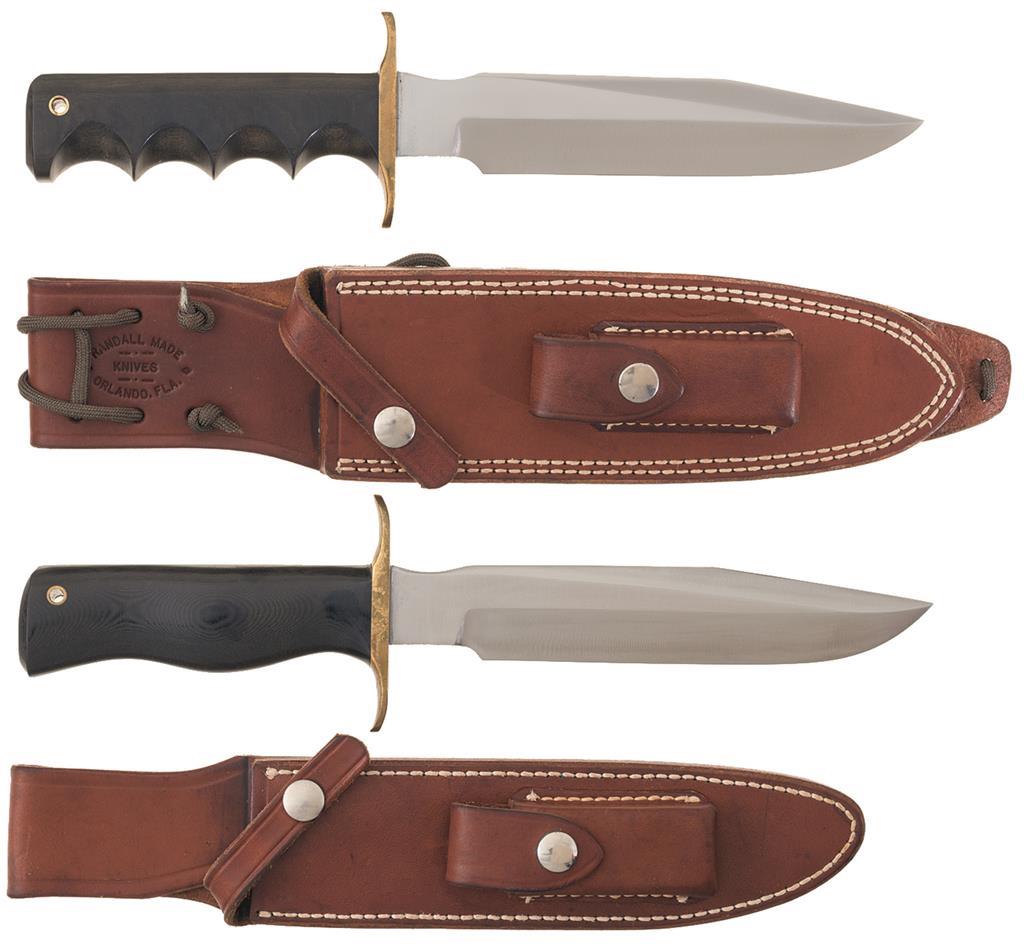 Two Randall Number 16 Sp 1 Fighting Knives With Sheaths Rock Island
