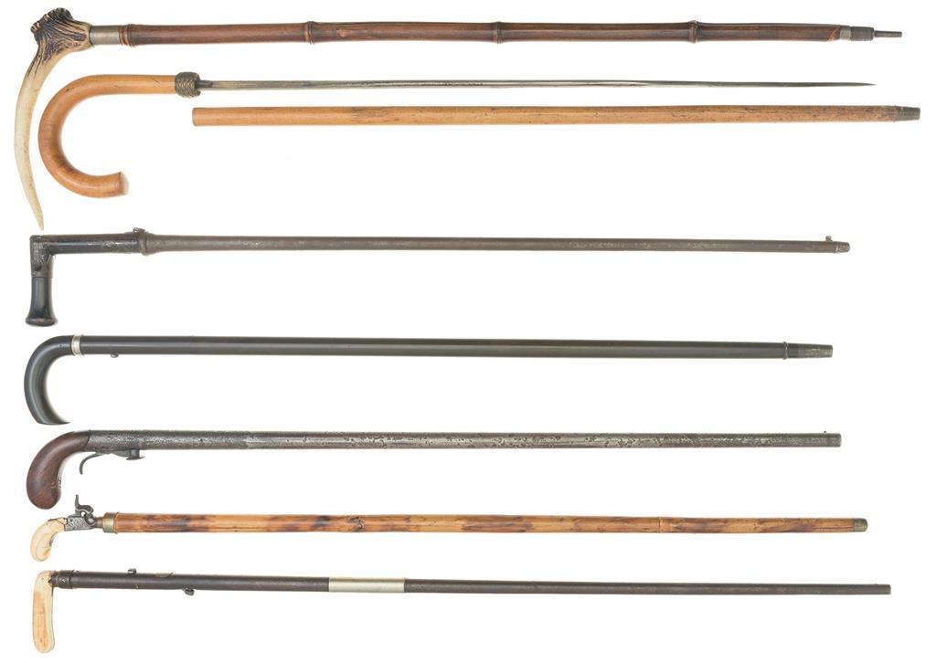 Six Cane Guns, Including a Remington, and a Cane Sword | Rock Island ...