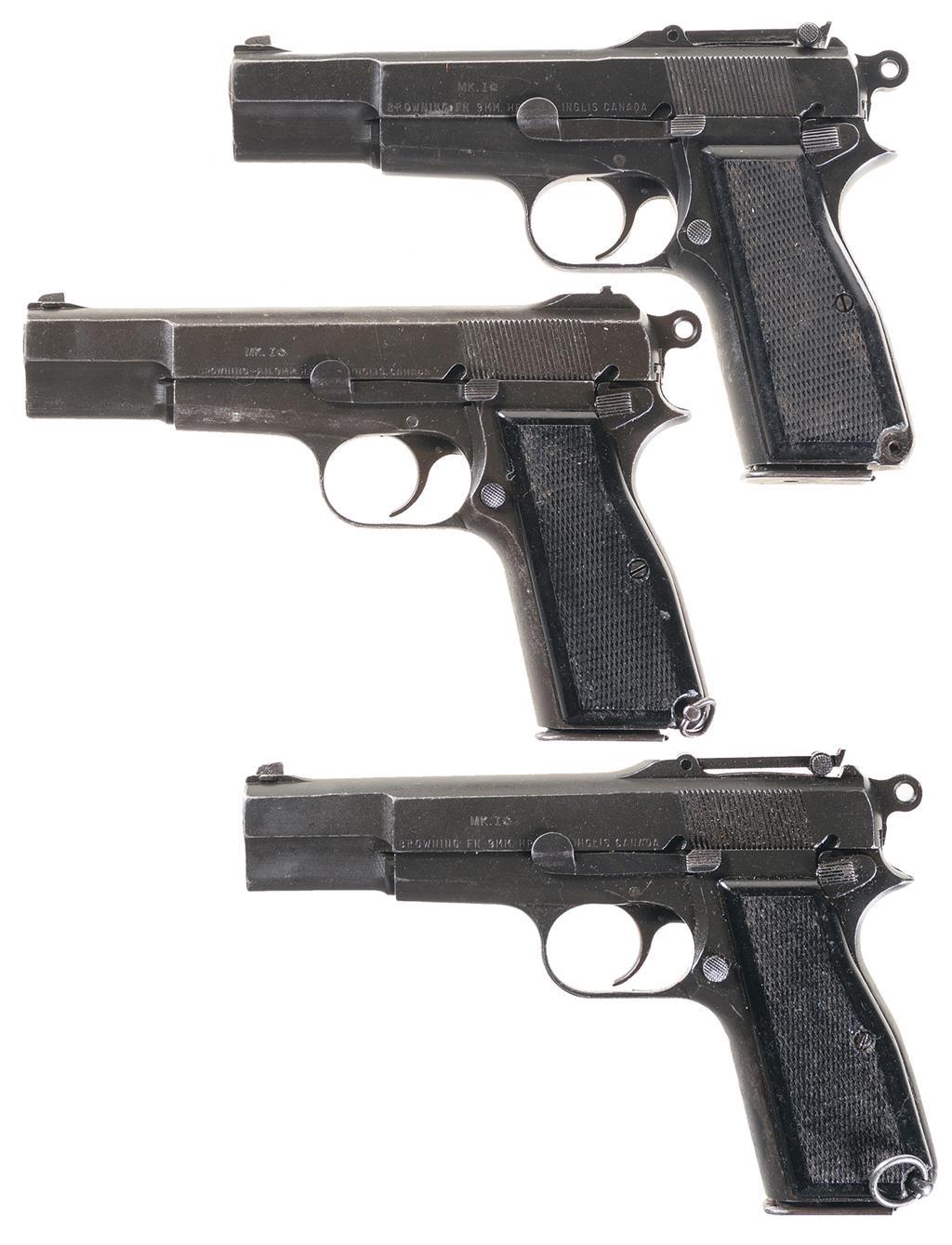 Three Inglis Mark I* High Power Semi-Automatic Pistols | Rock Island ...