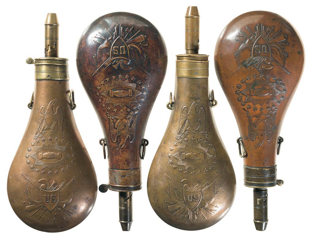Four Batty Peace Flasks | Rock Island Auction