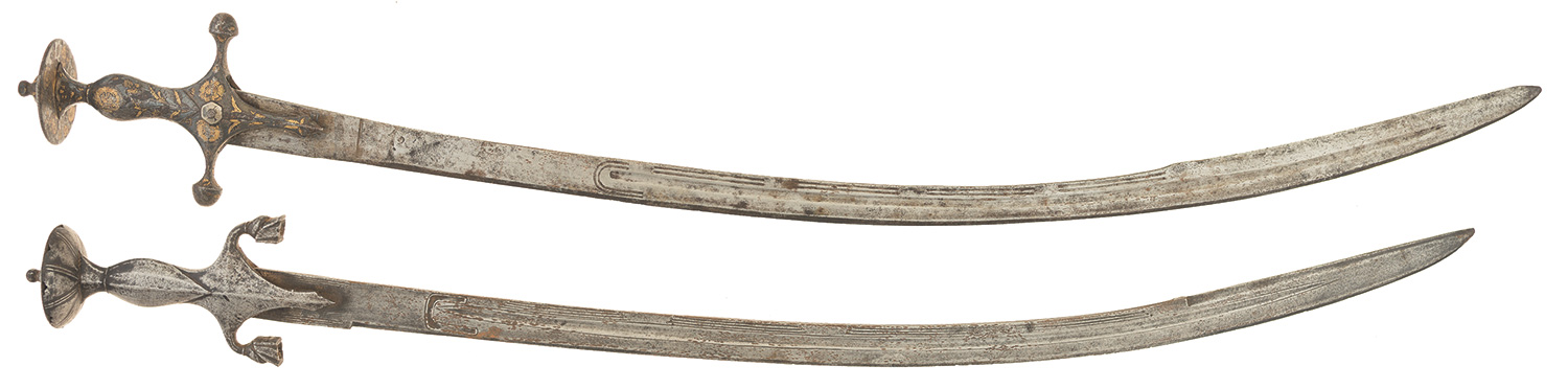 Two Talwar Swords, One with a Gold and Silver Accented Hilt | Rock ...