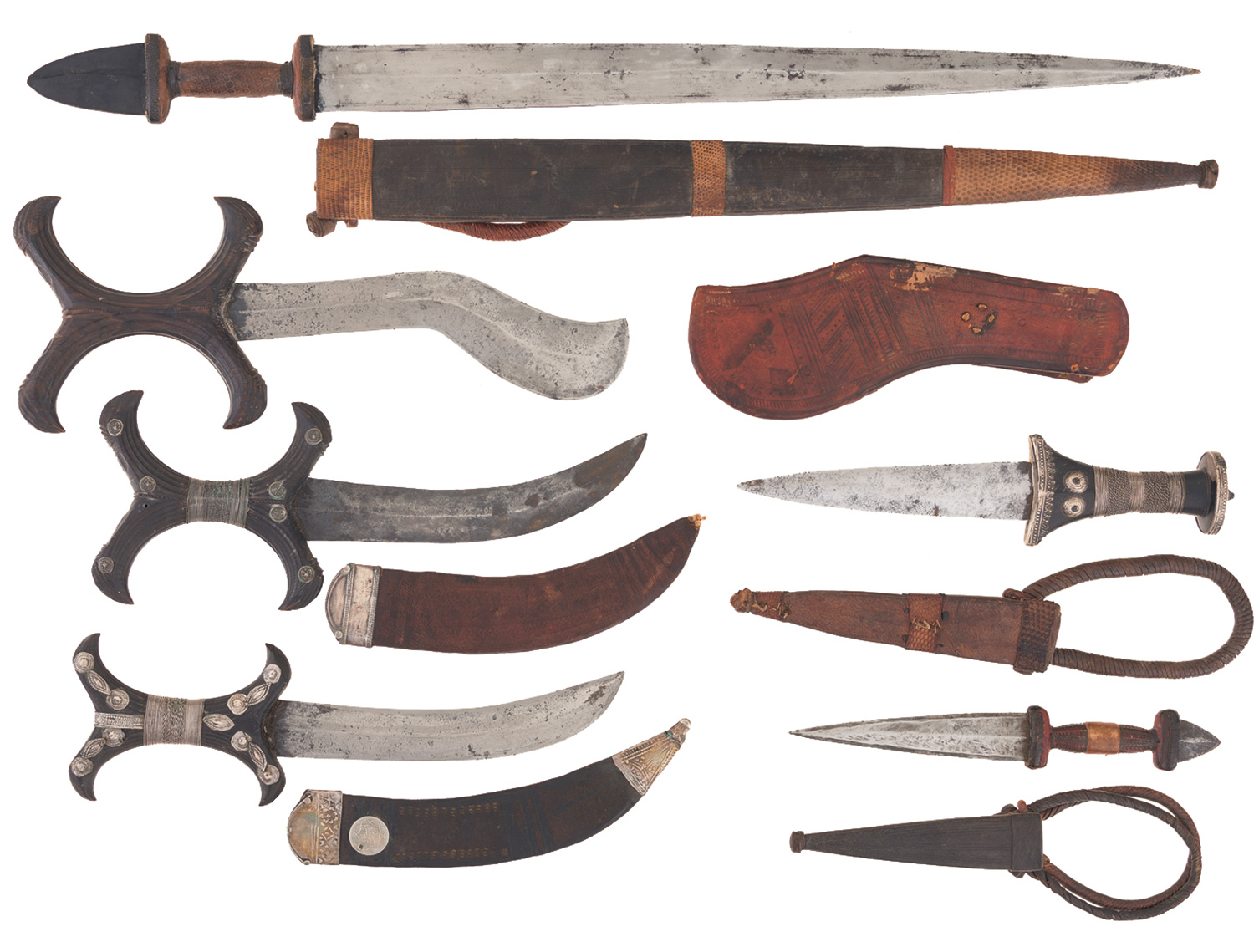 Six East African Style Fighting Knives with Sheaths | Rock Island Auction