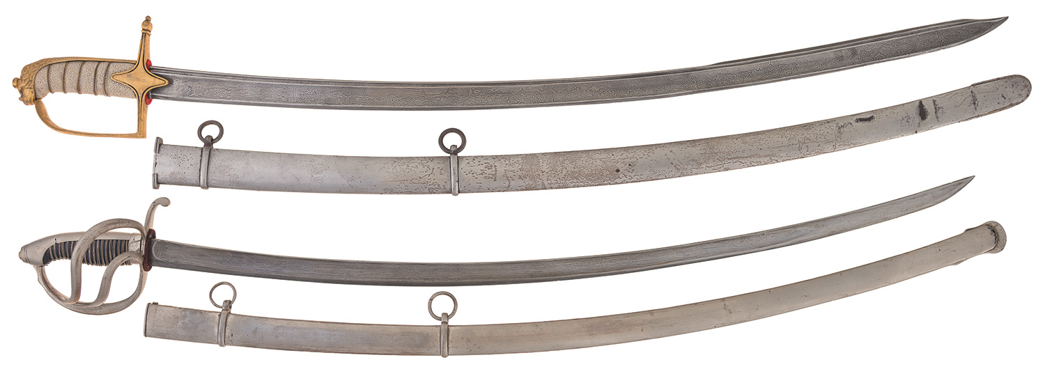 Two European Style Swords with Damascus Pattern Blades | Rock Island ...