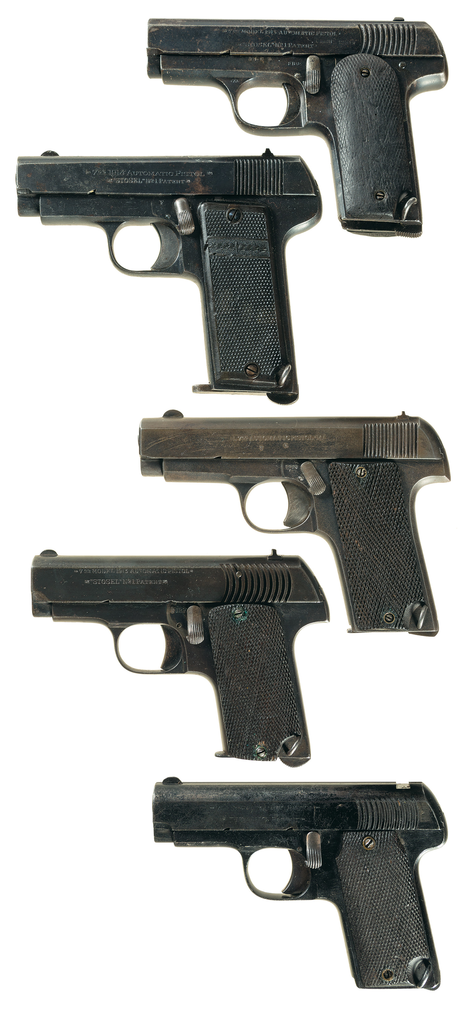 Five Spanish Semi-Automatic Ruby Type Pistols | Rock Island Auction