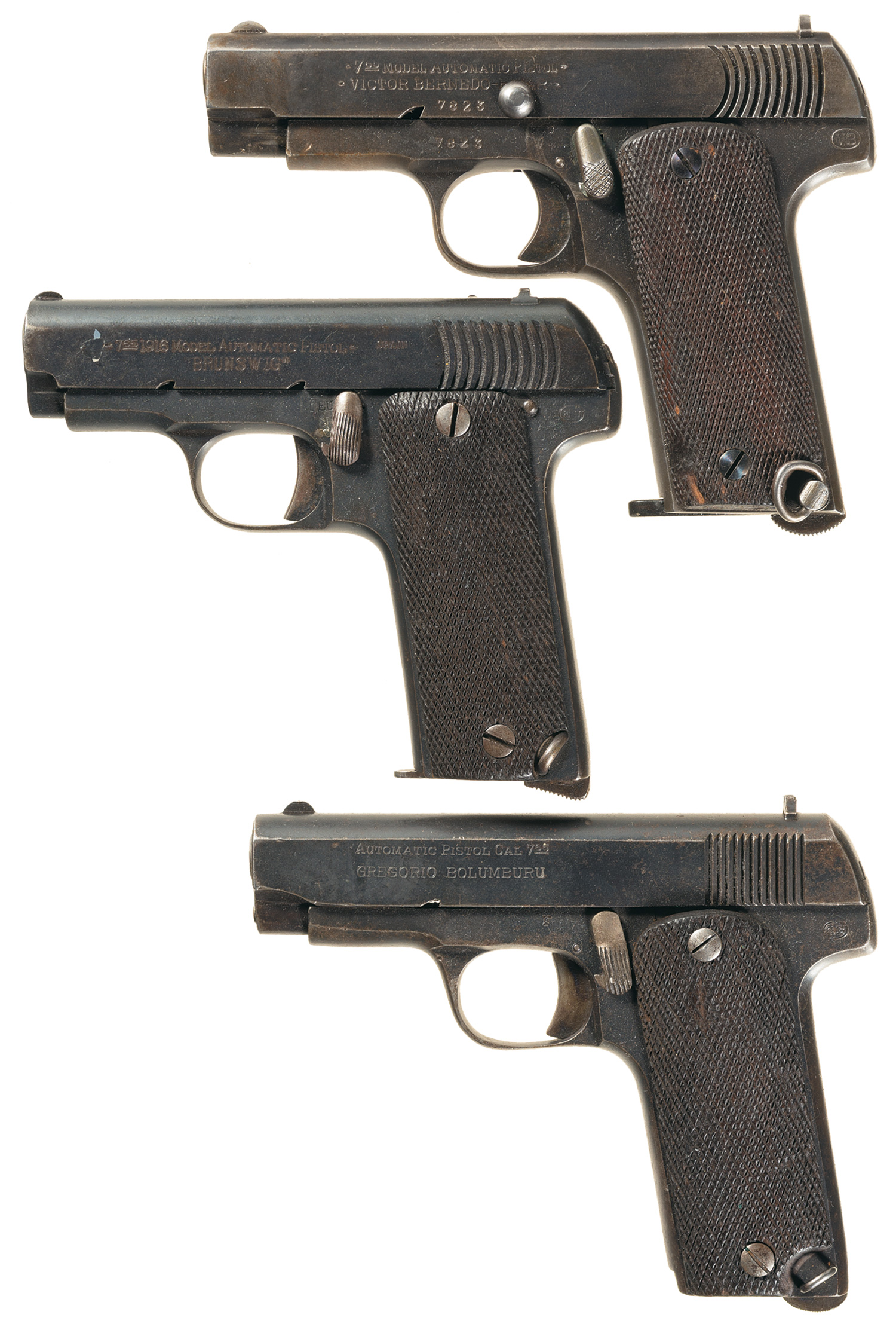Three Spanish Semi-Automatic Ruby Type Pistols | Rock Island Auction