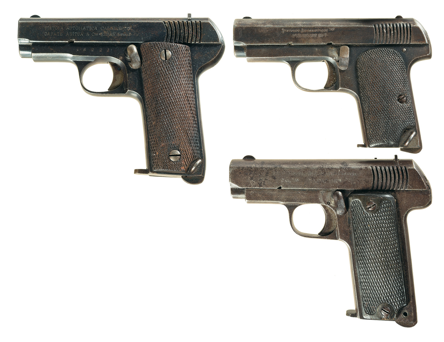 Three Spanish Semi-Automatic Ruby Type Pistols | Rock Island Auction