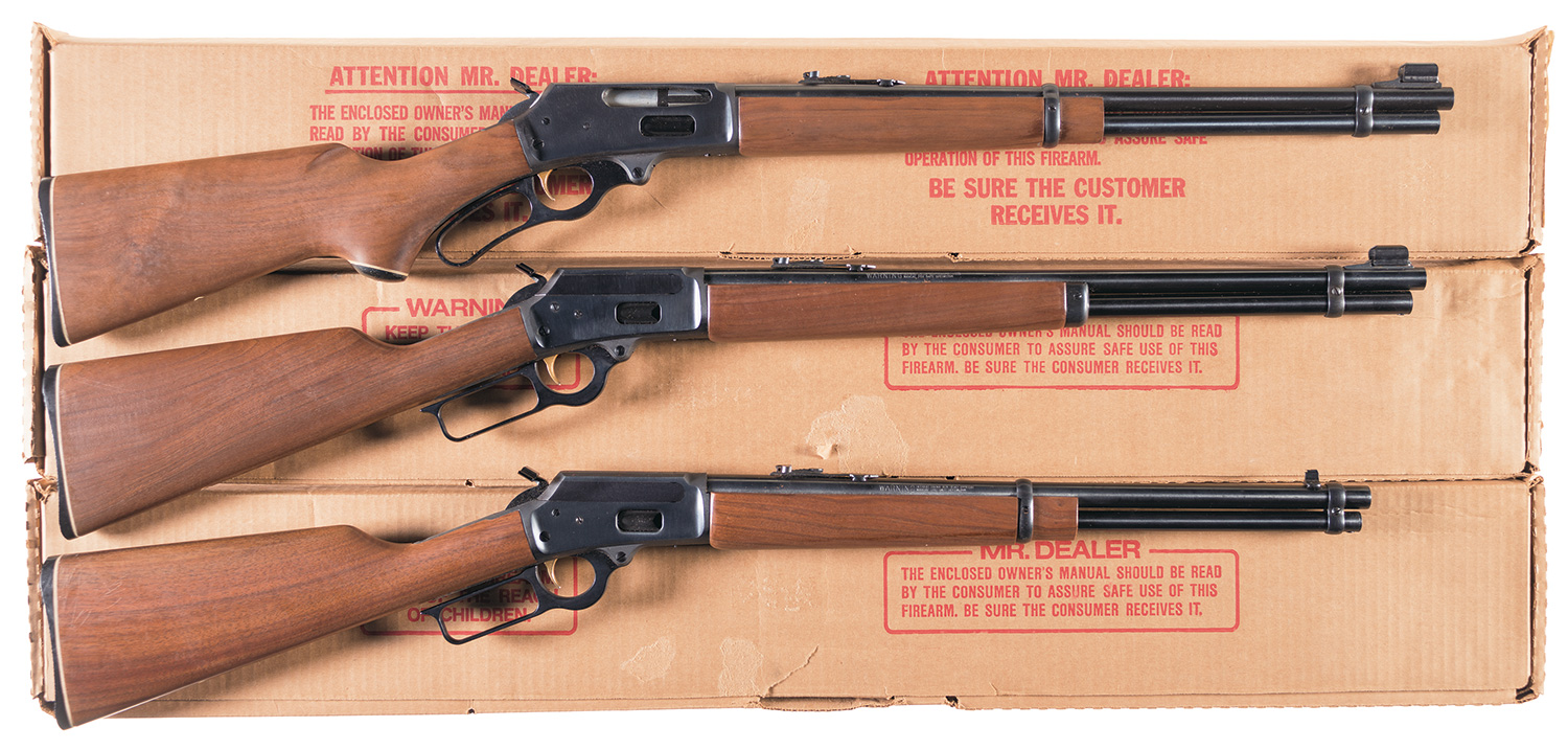 Three Marlin Firearms Co. Lever Action Longarms w/ Boxes | Rock Island ...
