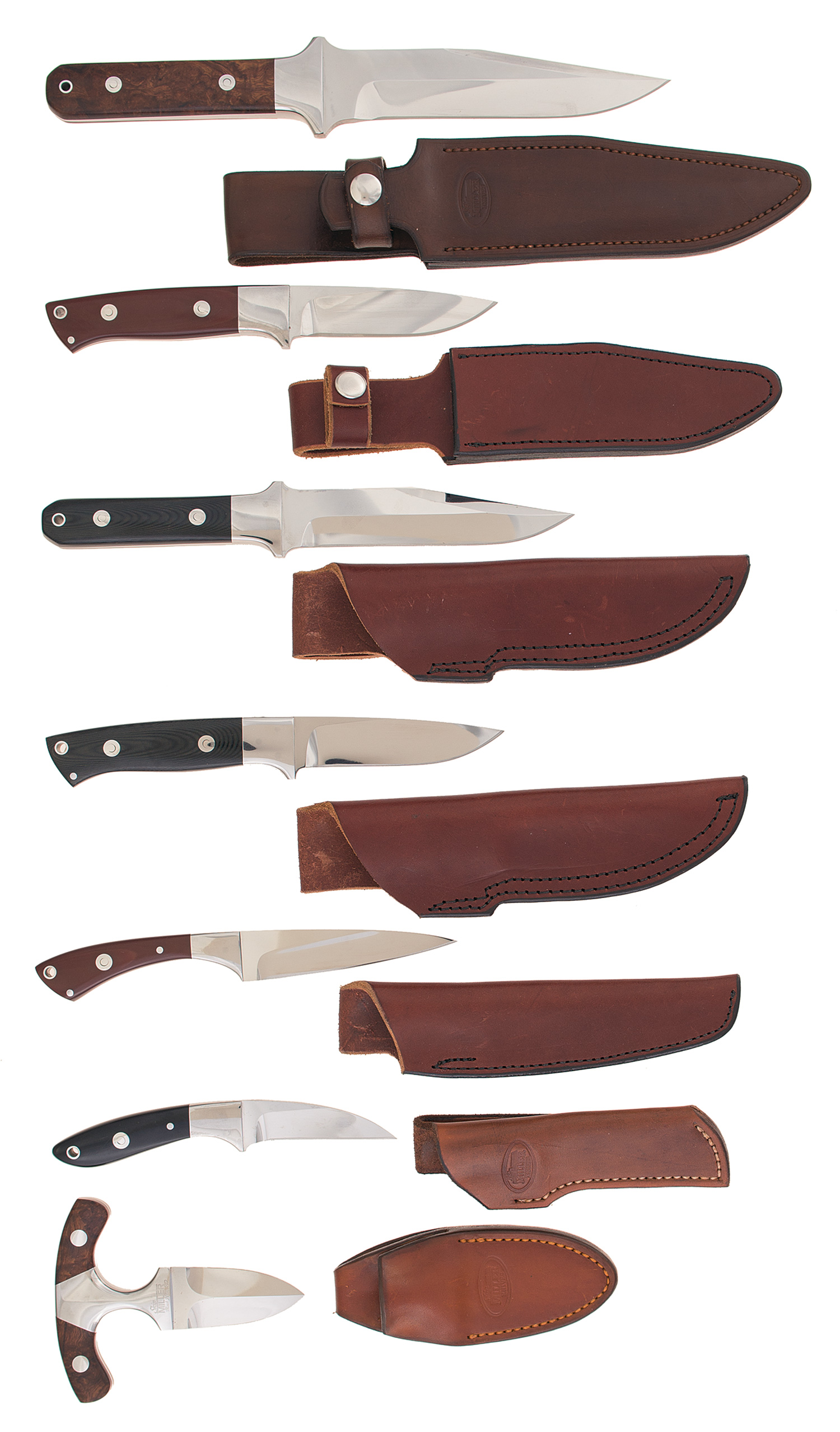 Seven Skip Miller Knives with Sheaths | Rock Island Auction