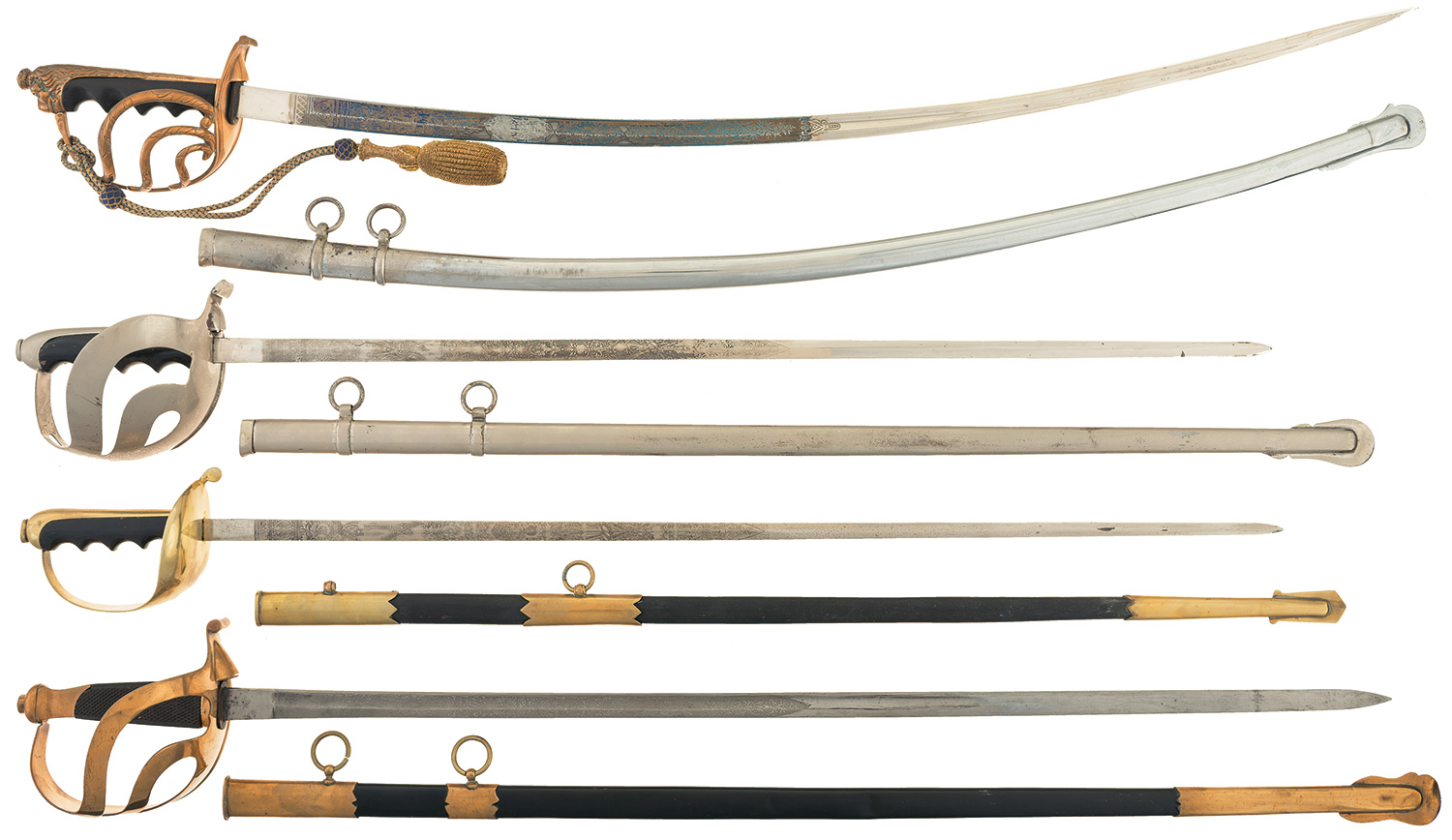 Four Military Swords with Scabbards | Rock Island Auction
