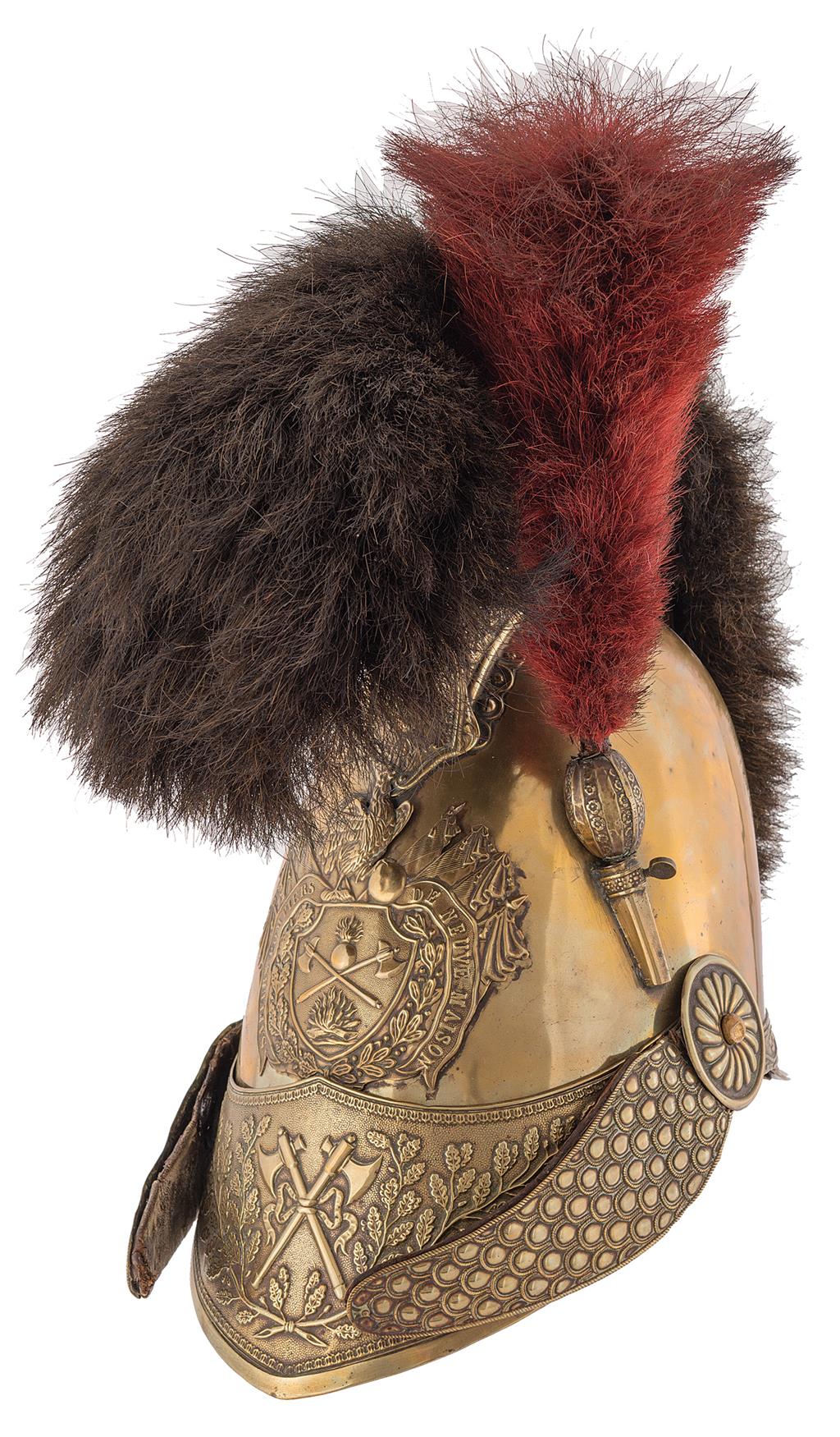 Victorian Era French Firefighter's Helmet with Crest and Plume | Rock ...