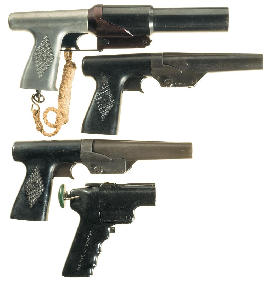 Four Flare Guns -A) Coston-Sedgley Parachute Signal Pistol with | Rock ...