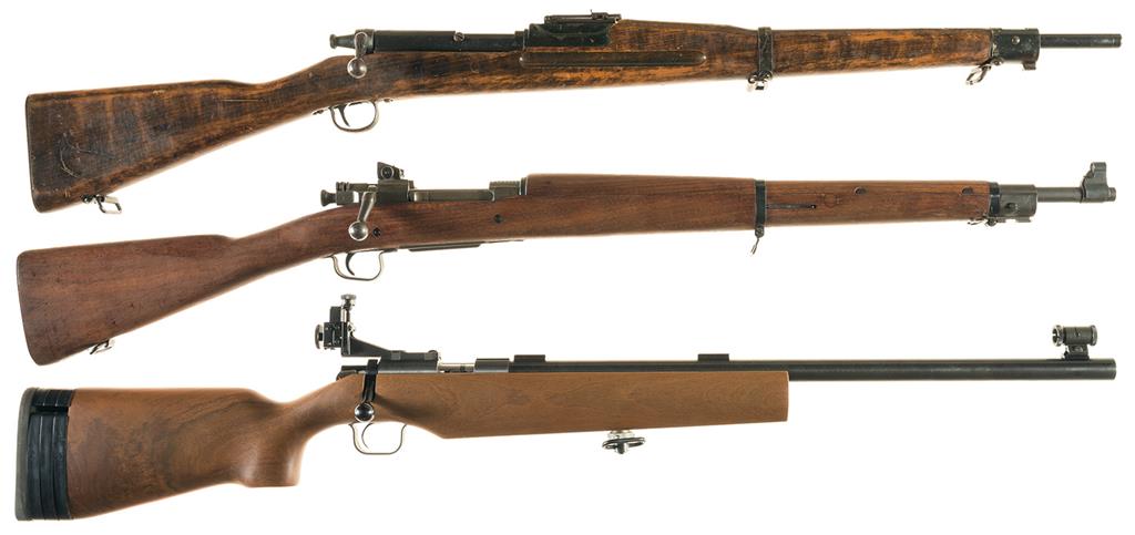 Two Bolt Action Rifles and One Inert Dummy Rifle -A) Paris-Dunn | Rock ...