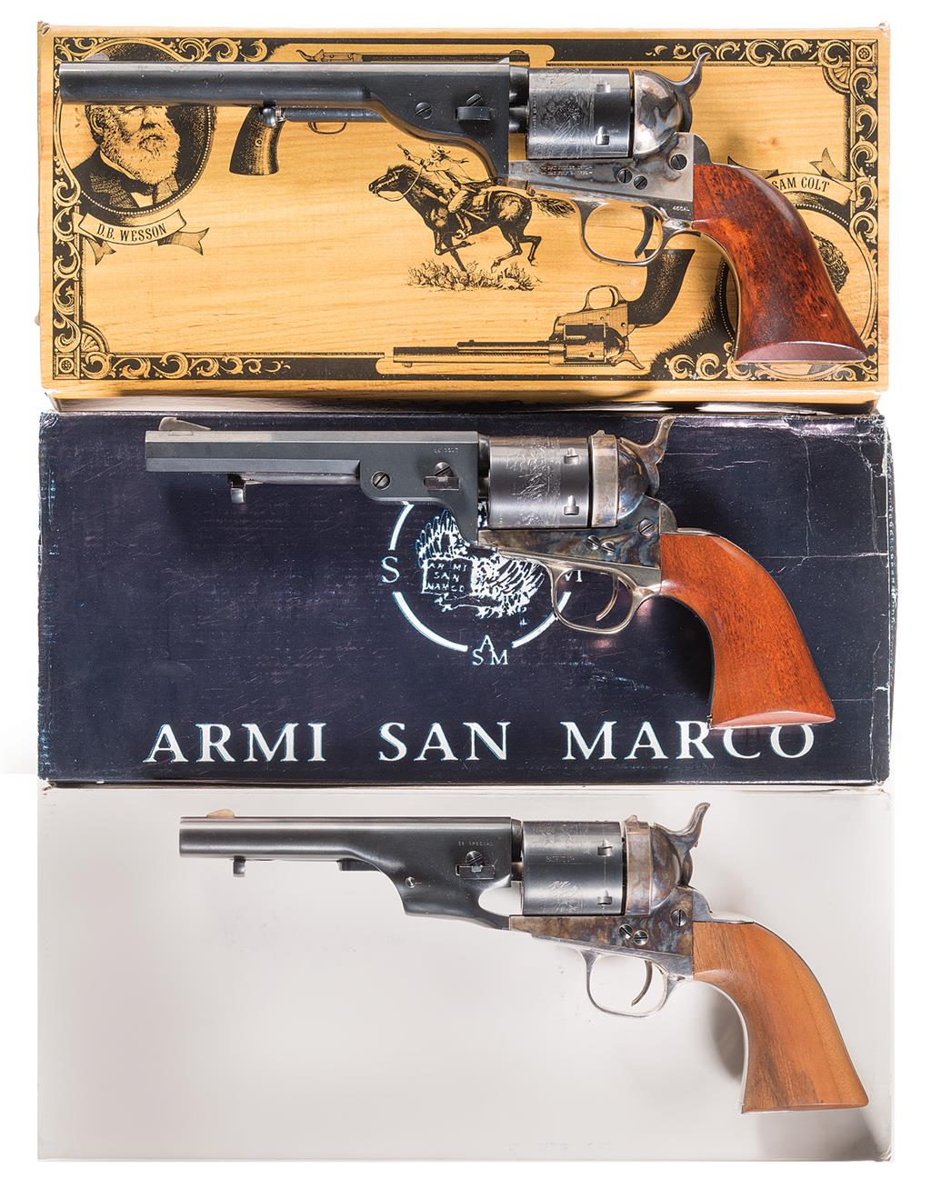 Three Replica Conversion Single Action Revolvers w/ Boxes | Rock Island ...