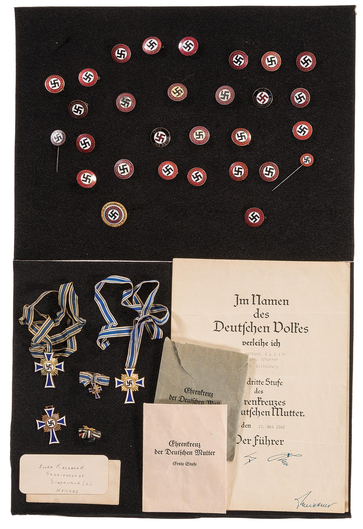 Two Display Cases of Nazi Style Ribbons and Pins | Rock Island Auction