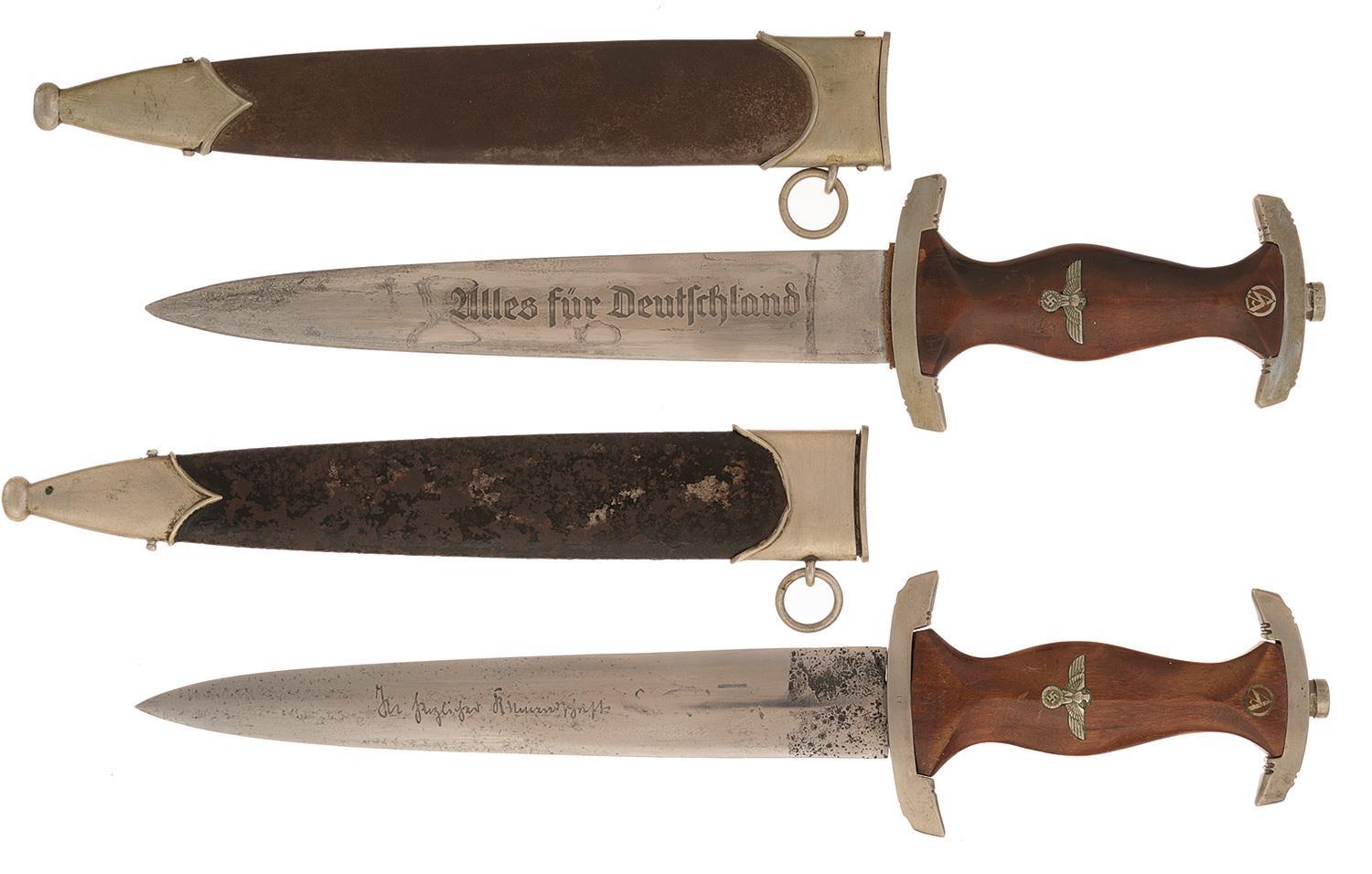 Two Nazi Party Style Daggers with Defaced Ernst Rohm Honor Inscr | Rock ...