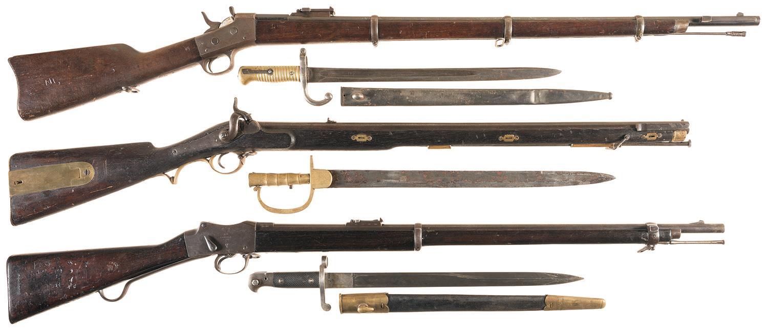 Three Antique Single Shot Military Rifles w/ Bayonets | Rock Island Auction