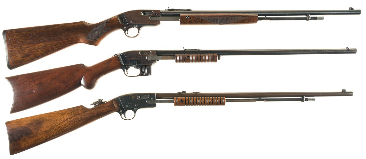 Three Sporting Slide Action Rifles | Rock Island Auction