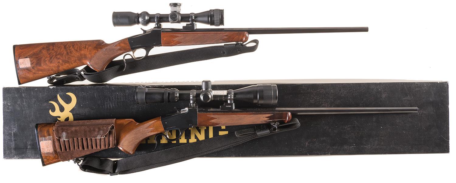 Two Browning Single Shot Falling Block Rifles w/ Scopes | Rock Island ...