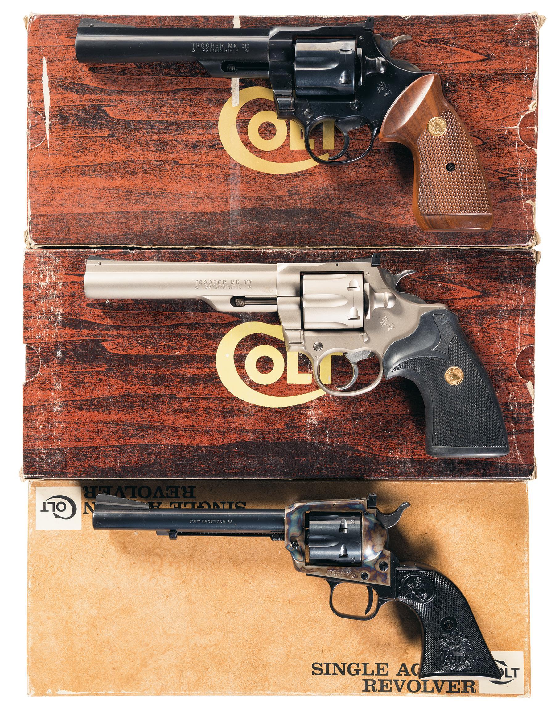 Three Colt .22 Revolvers with Boxes | Rock Island Auction