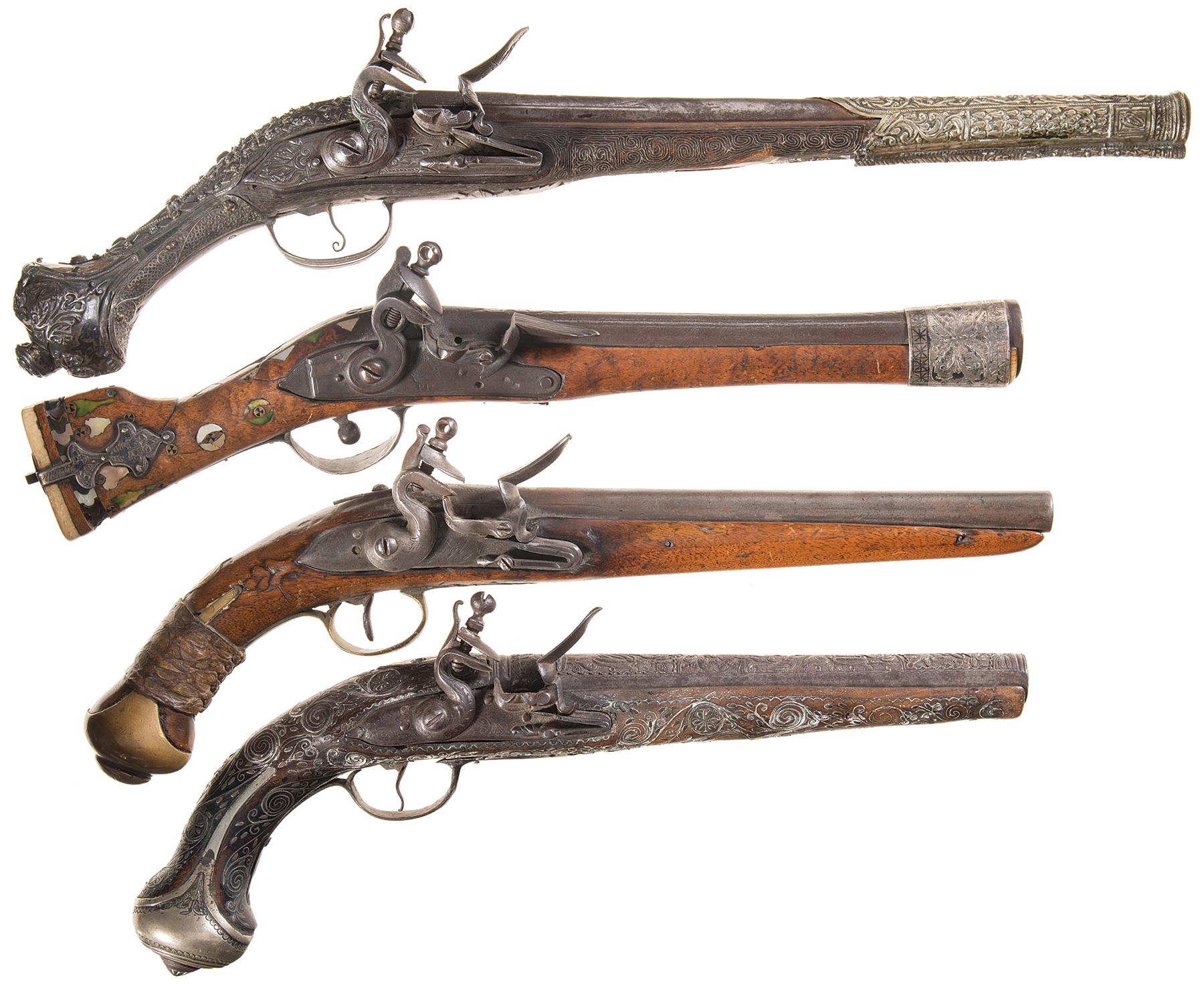 Four Mediterranean/Middle Eastern Flintlock Pistols | Rock Island Auction