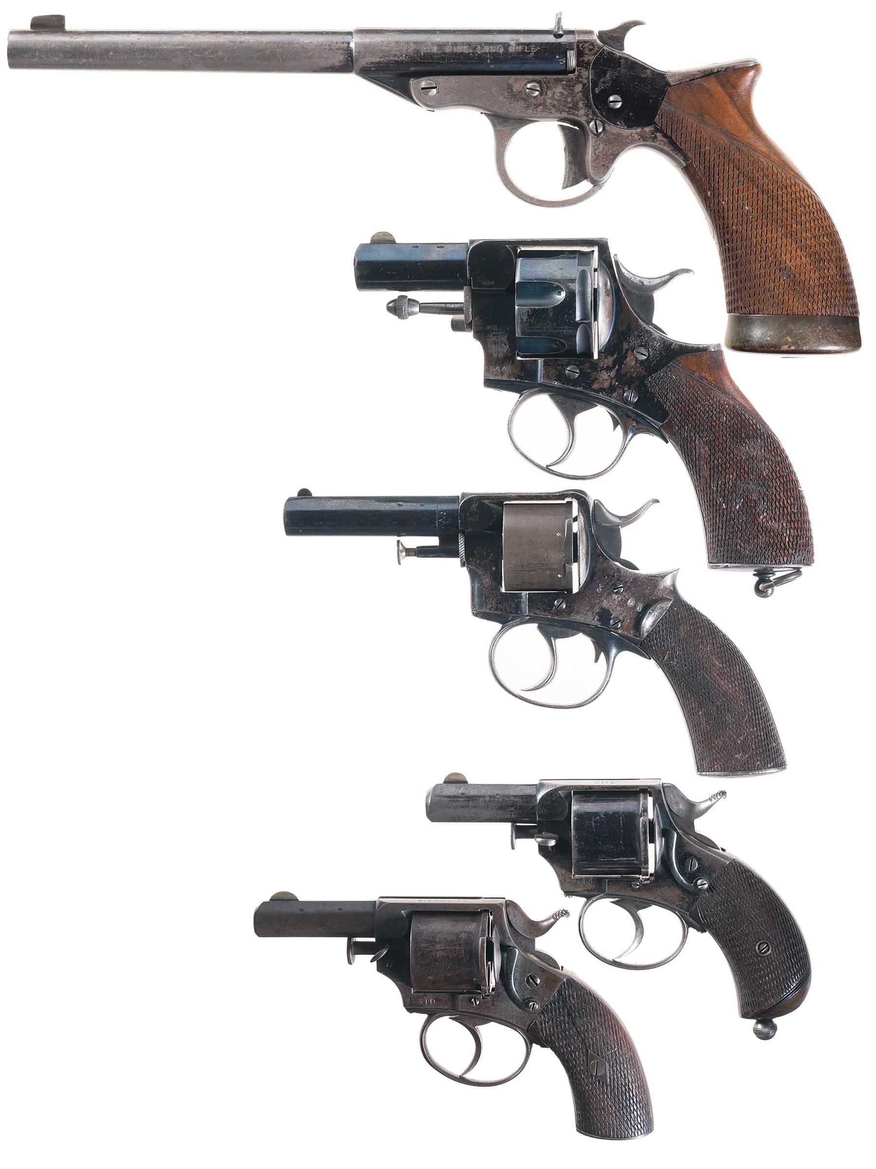 Four Webley & Scott Revolvers and One Pistol | Rock Island Auction