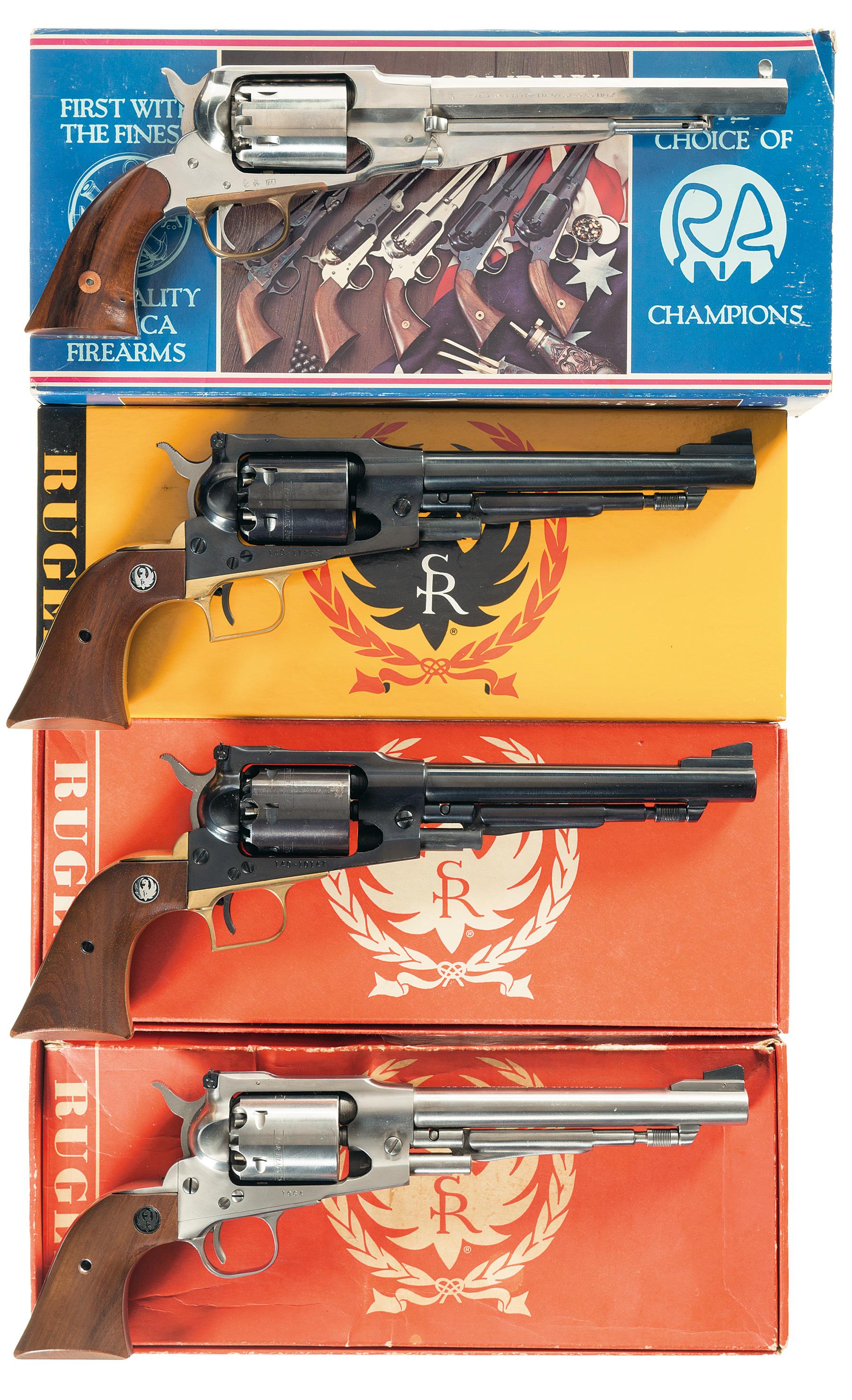 Four Percussion Single Action Revolvers with Boxes | Rock Island Auction