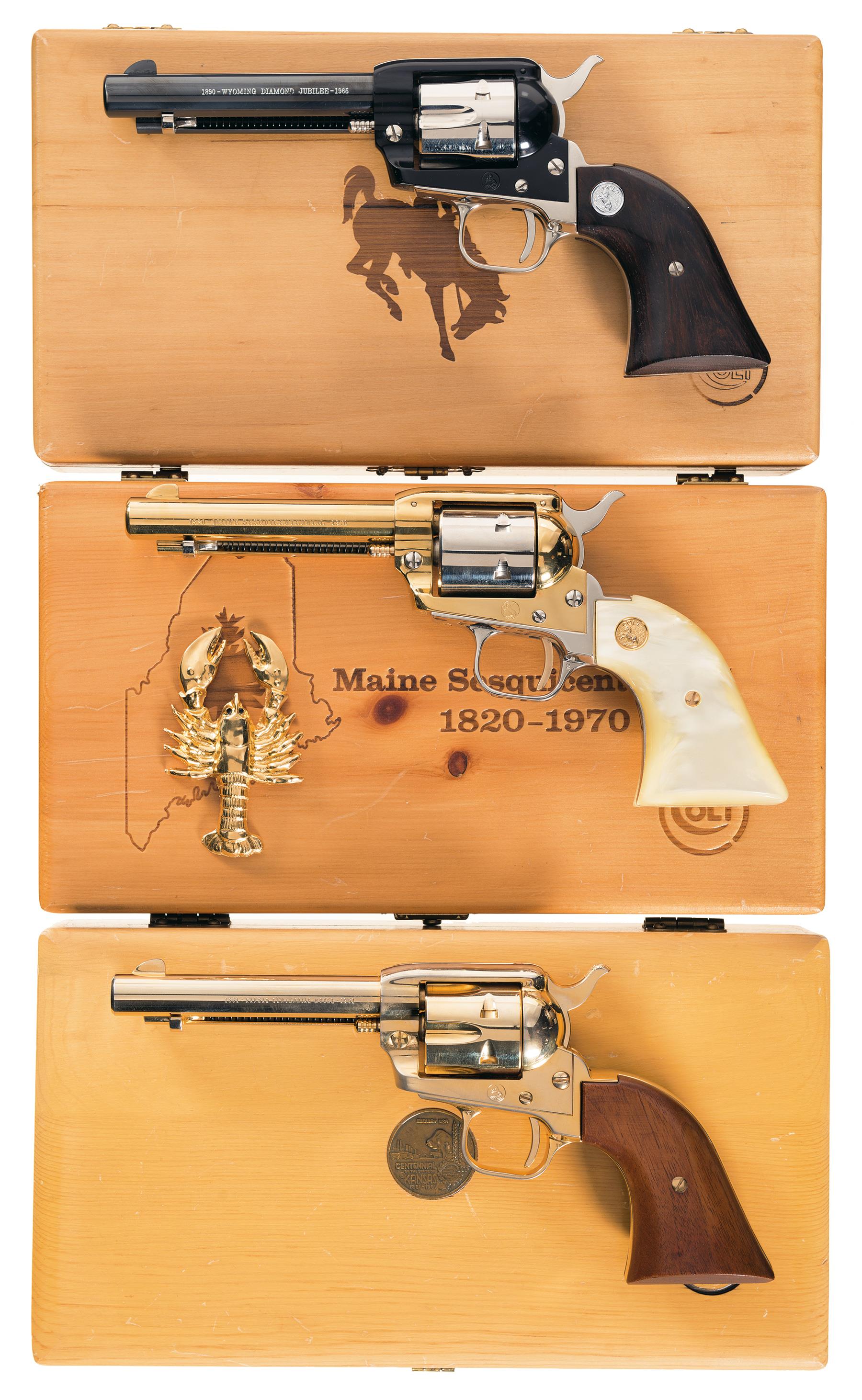 Three Colt Commemorative Single Action Army Revolvers with Cases | Rock ...