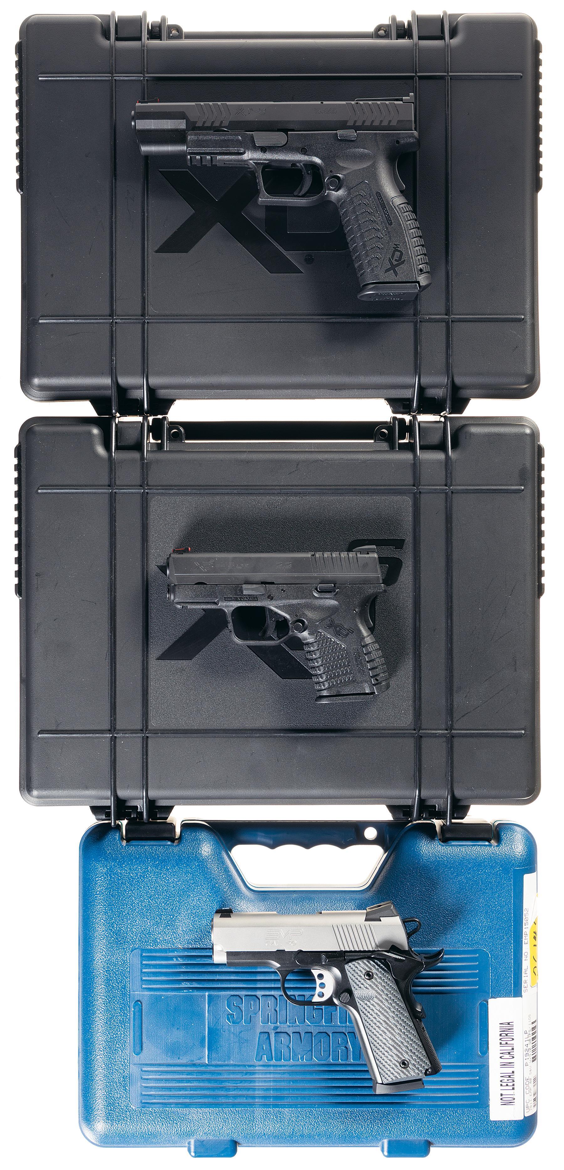 Three Springfield Armory Semi-Automatic Pistols with Cases | Rock ...