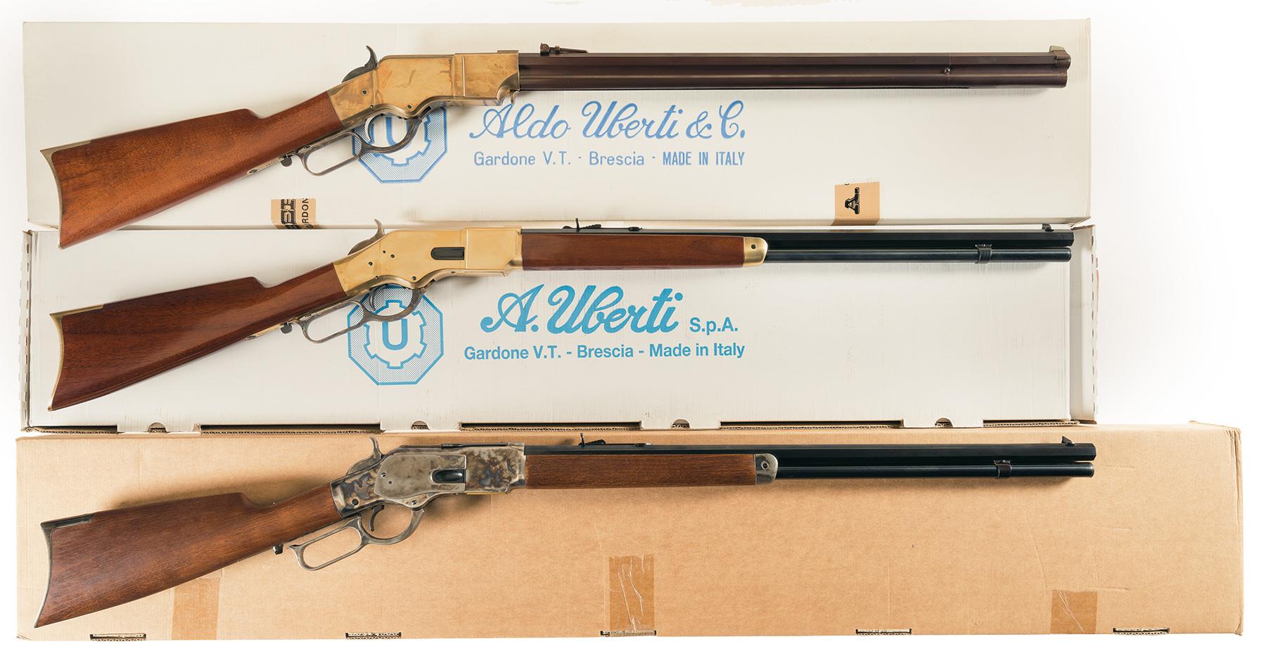 Three Reproduction Lever Action Long Guns with Boxes | Rock Island Auction
