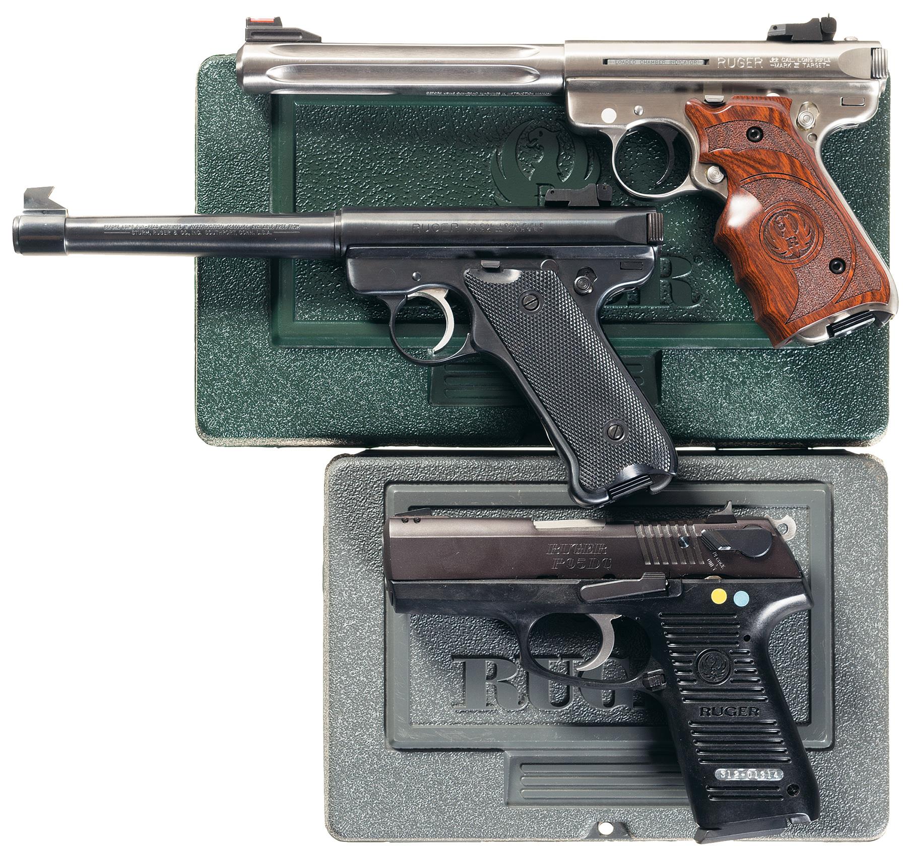 Three Ruger Semi-Automatic Pistols with Cases | Rock Island Auction