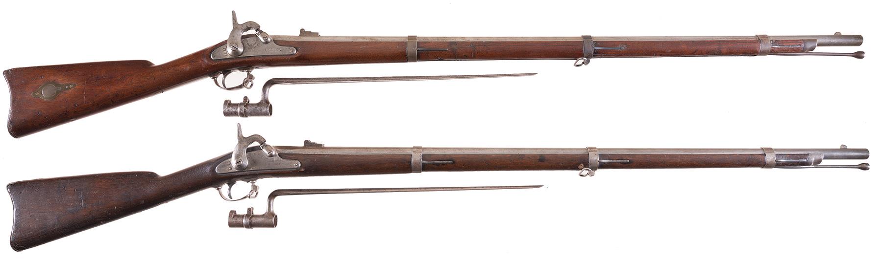 Two U.S. Martial Percussion Rifle-Muskets with Bayonets - | Rock Island ...