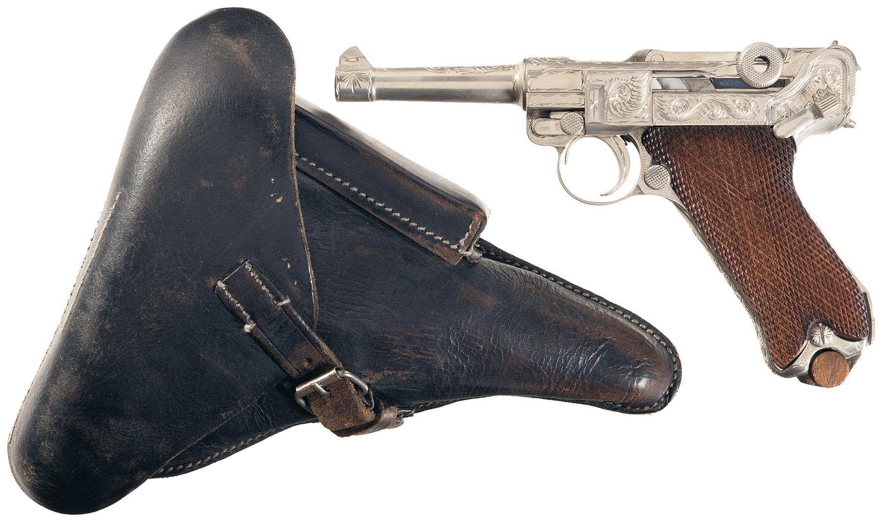 Engraved Luger Semi-Automatic Pistol with Holster | Rock Island Auction