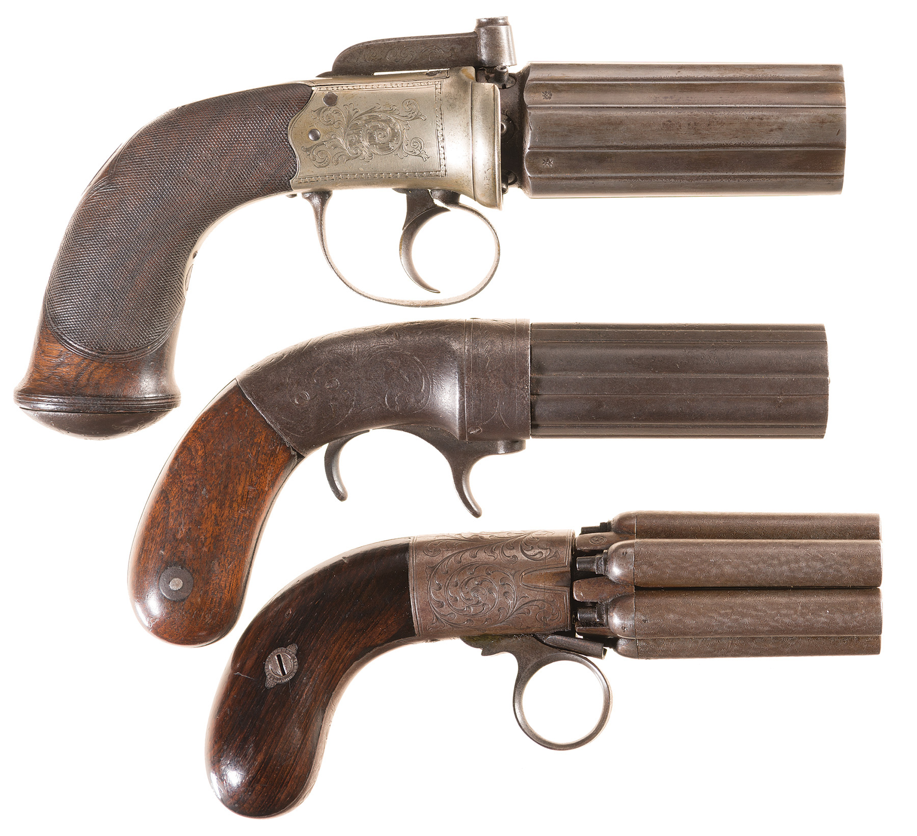 Three Percussion Pepperboxes | Rock Island Auction