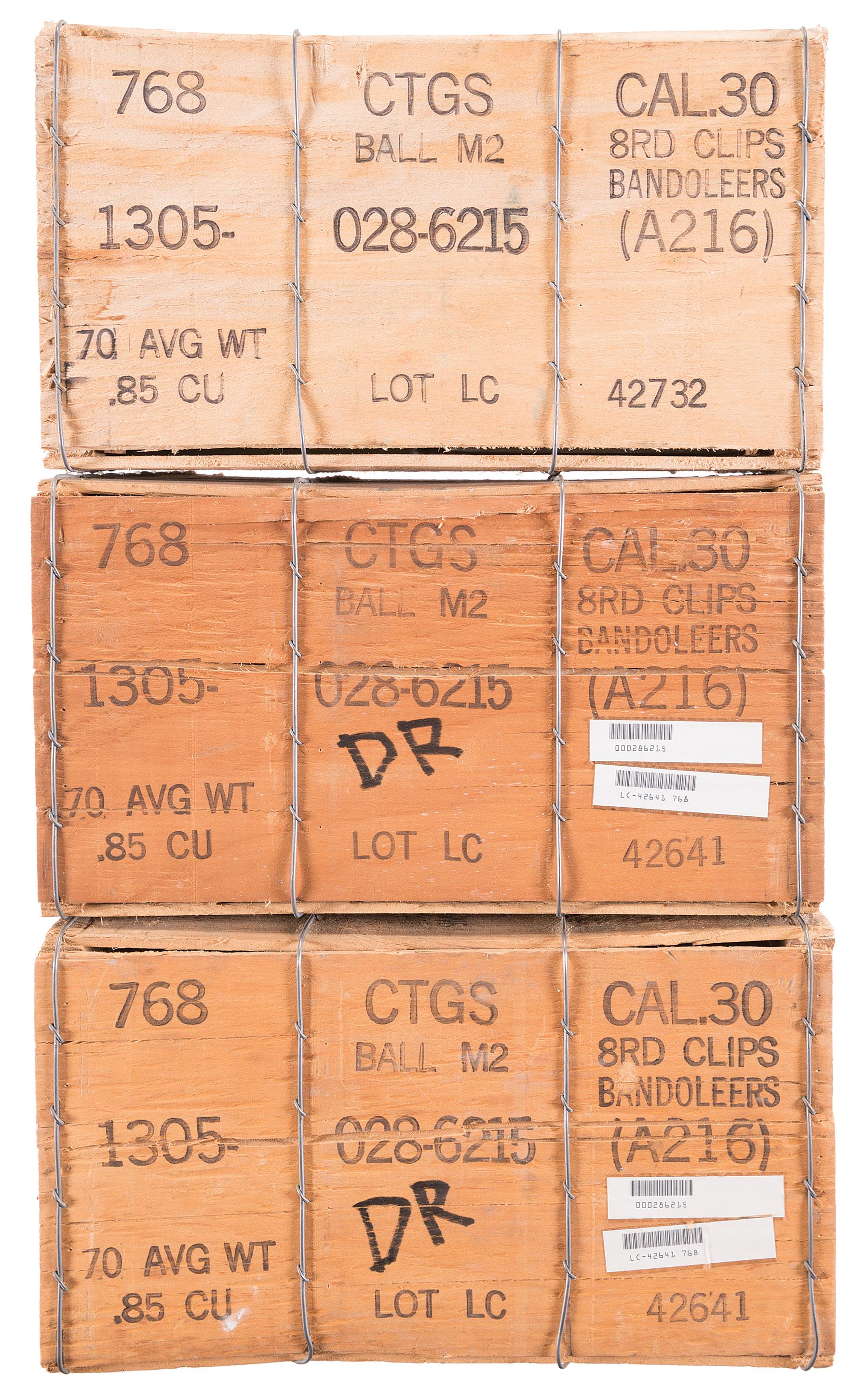 Three Wood Crates of U.S. .30 Caliber Ball M2 Ammunition | Rock Island ...