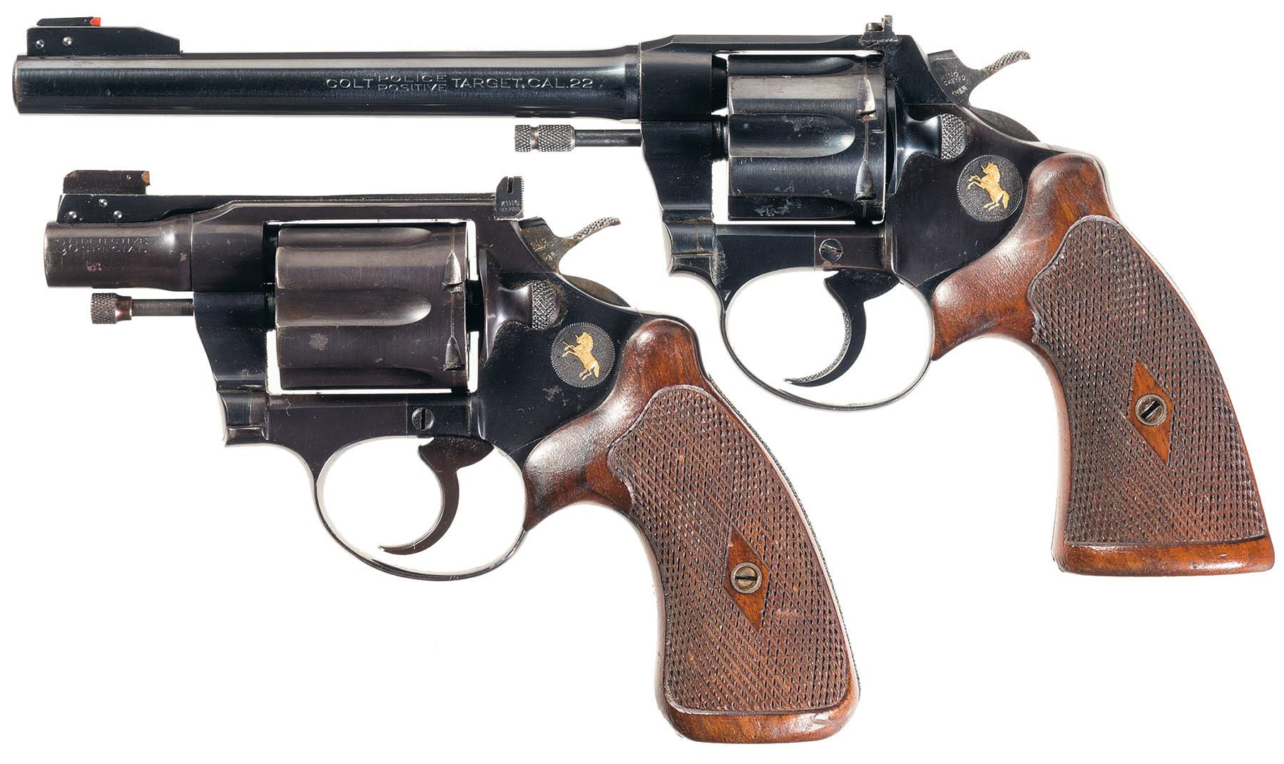 Two Gold Inlaid Colt Double Action Target Revolvers | Rock Island Auction